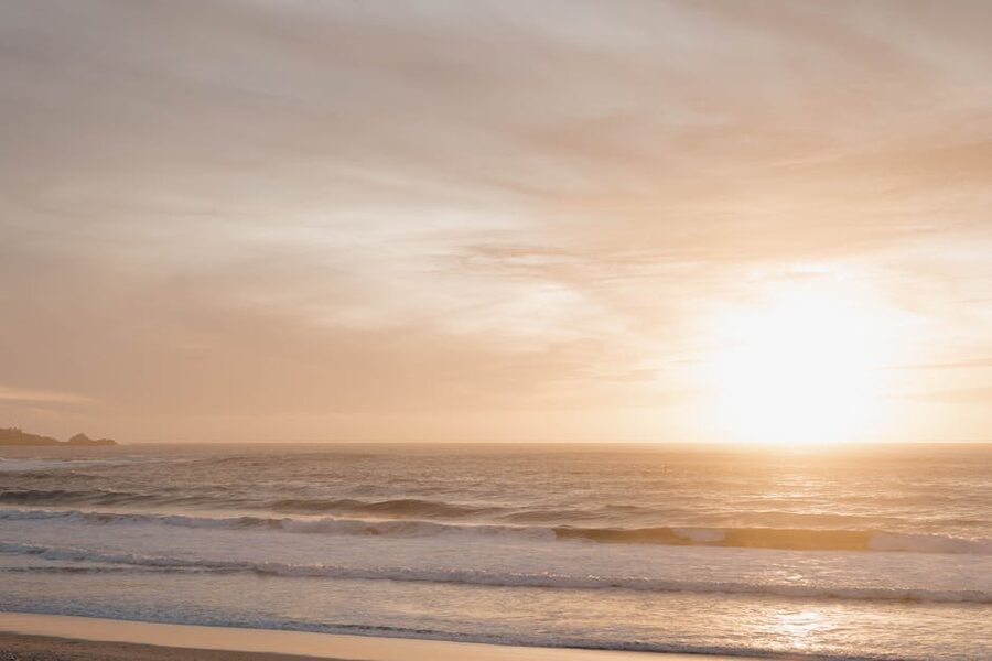 Golden sunset over the ocean at Carmel Beach California