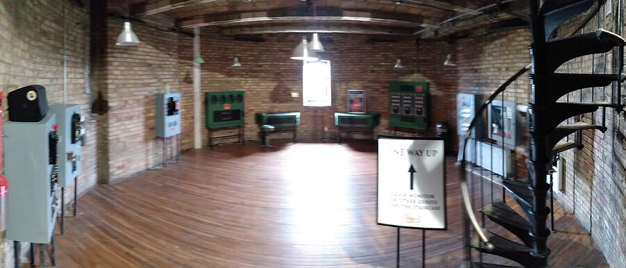 Wide interior view of Casa Loma hallway
