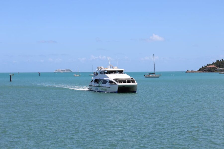 High speed catamaran heading out to the outer Great Barrier Reef