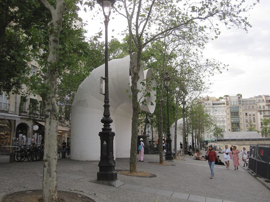 Close up of the white air vents on the exterior of the Centre Pompidou in Paris