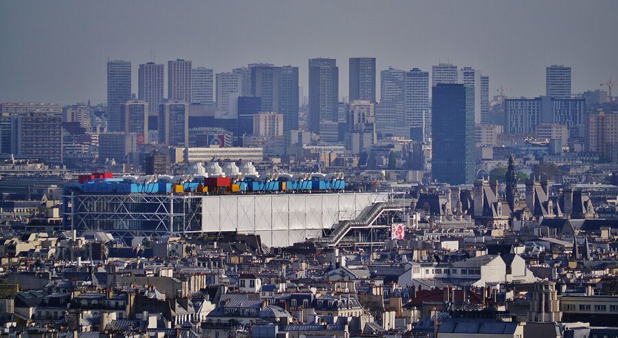 View of the Centre Pompidou from the hill of Montmartre