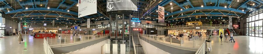 Wide interior panorama of the Centre Pompidou before the closure
