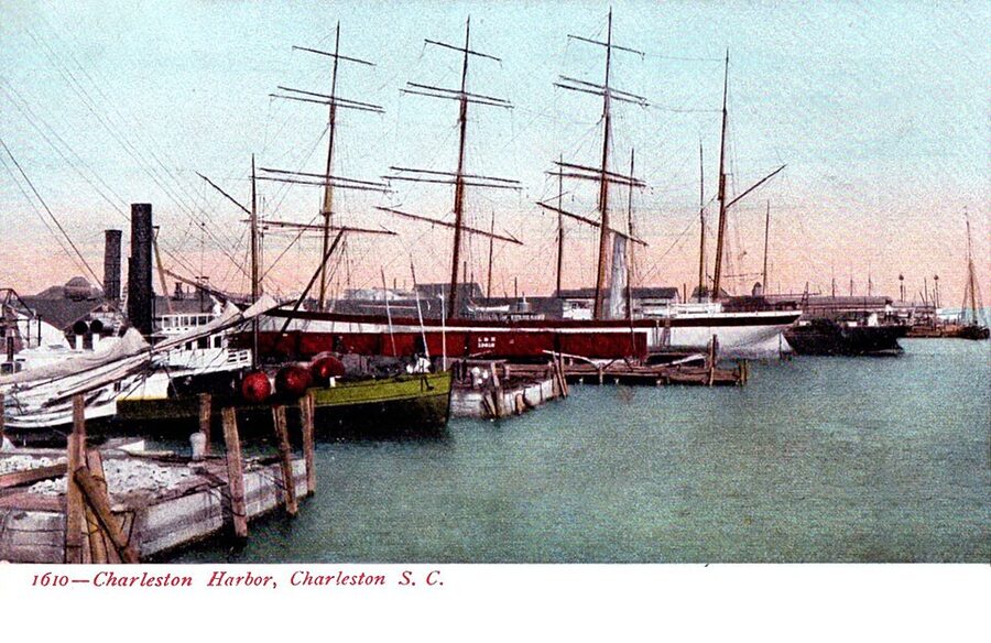 Charleston Harbor historic postcard from around 1905