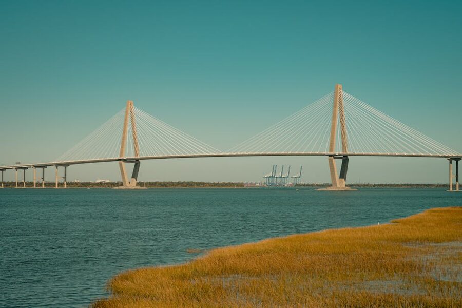 Arthur Ravenel Jr. Bridge over Charleston Harbor in full daylight