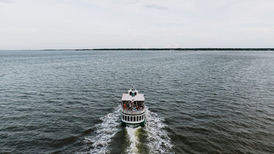 Tourist ferry crossing Charleston Harbor