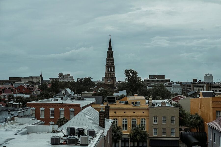Charleston church tower rising above the historic skyline