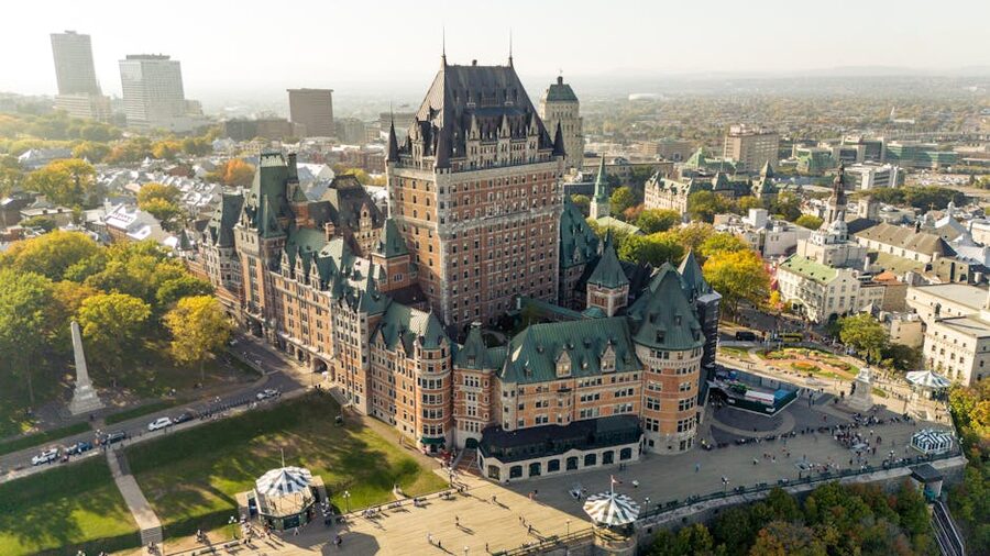 Aerial view of Chateau Frontenac in Quebec City