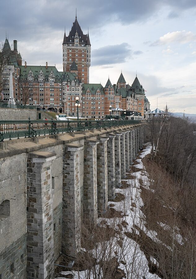 Chateau Frontenac against a colorful sky in Quebec City