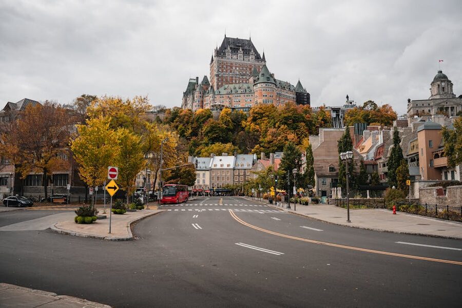 Chateau Frontenac with Old Quebec in fall colors