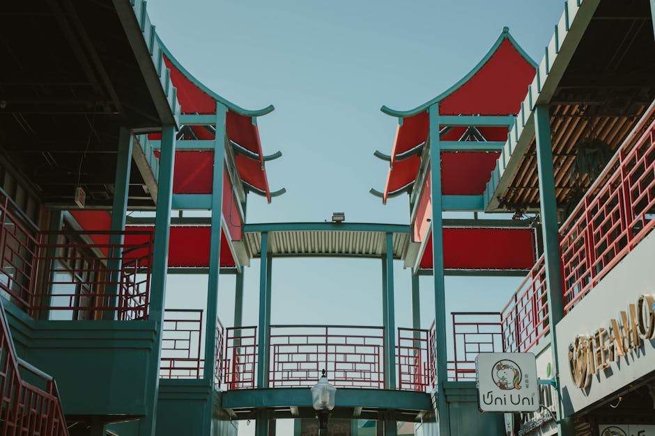 Traditional Chinese gate in Chicago Chinatown