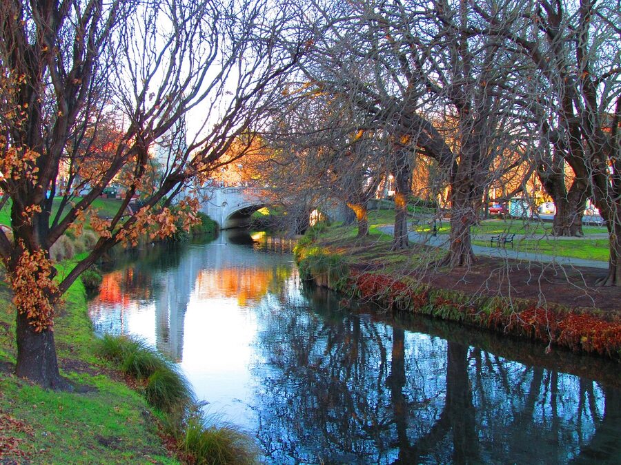 Avon River reflection in autumn, Christchurch