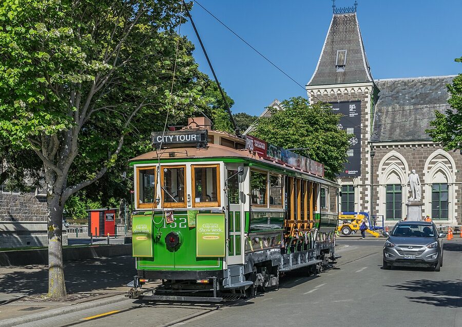 Christchurch heritage tram travelling along Worcester Street