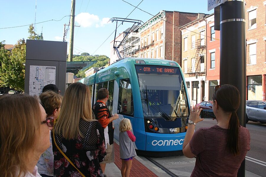 Cincinnati Bell Connector streetcar at Findlay Market Race station