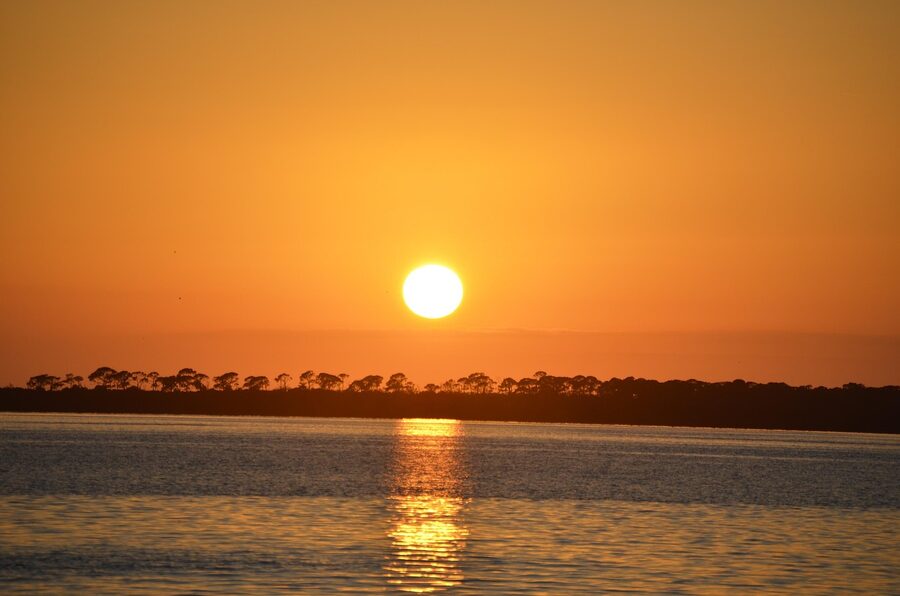 Clearwater Florida Gulf sunset over calm water