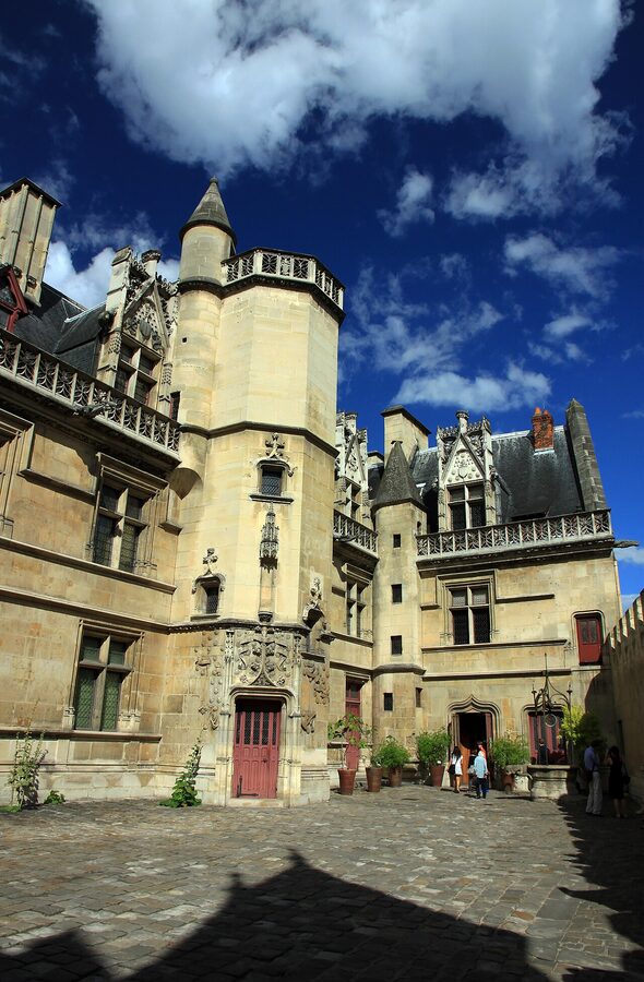 Front entrance and courtyard of the Hotel de Cluny Paris