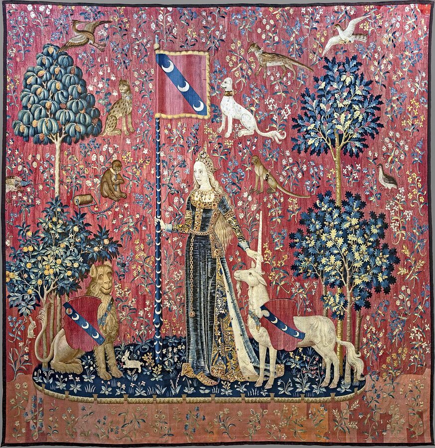 Le Toucher tapestry touch Lady and the Unicorn at Cluny museum Paris