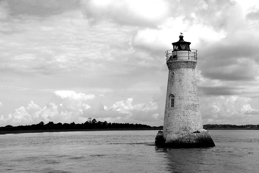 Cockspur Island Lighthouse on the Savannah River near Tybee