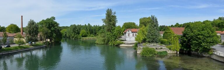 Charente river view from Pont-Neuf bridge in Cognac France