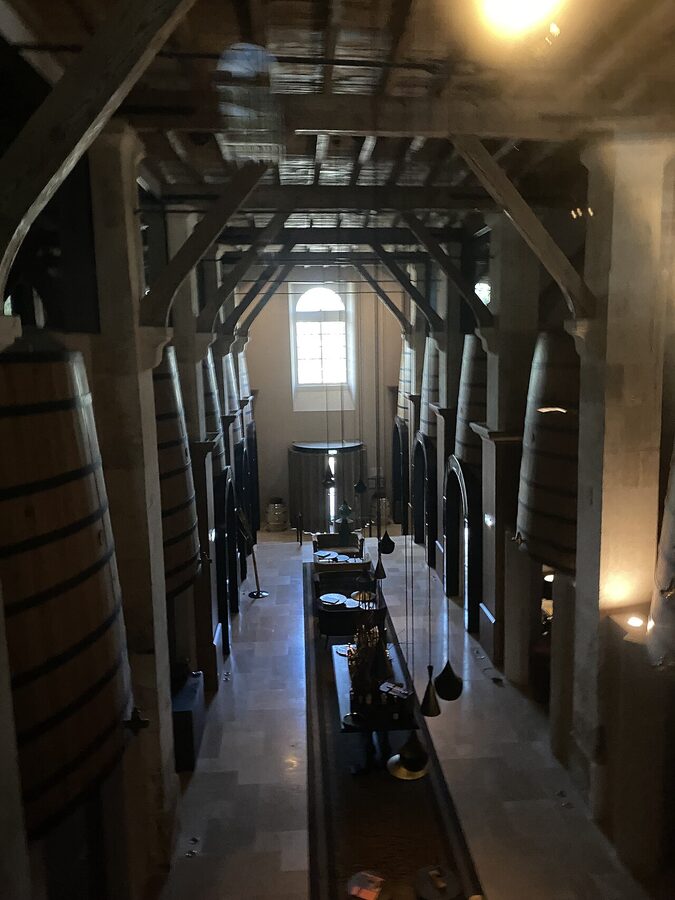 Monnet Cognac chai cathedrale aging cellar with barrels