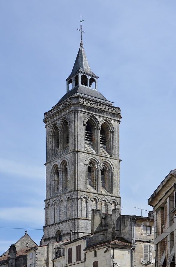 Cognac old town roofs with Eglise Saint-Leger bell tower
