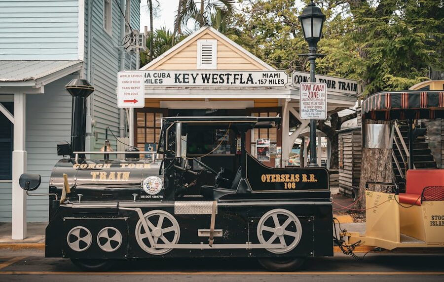 Conch Tour Train parked in Old Town Key West