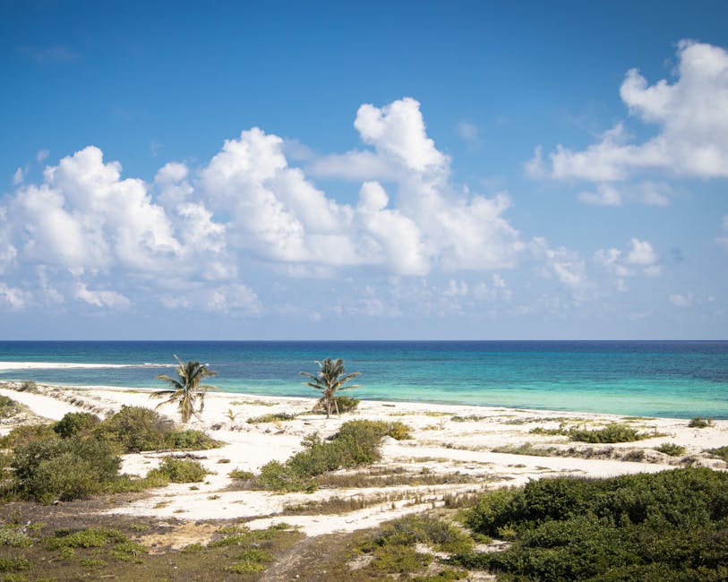 Turquoise Caribbean water with clear sky in Cozumel