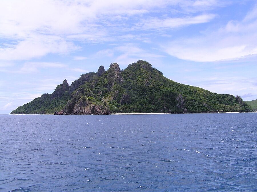 Monuriki (Modriki) Island view from the boat in the Mamanuca Group, Fiji