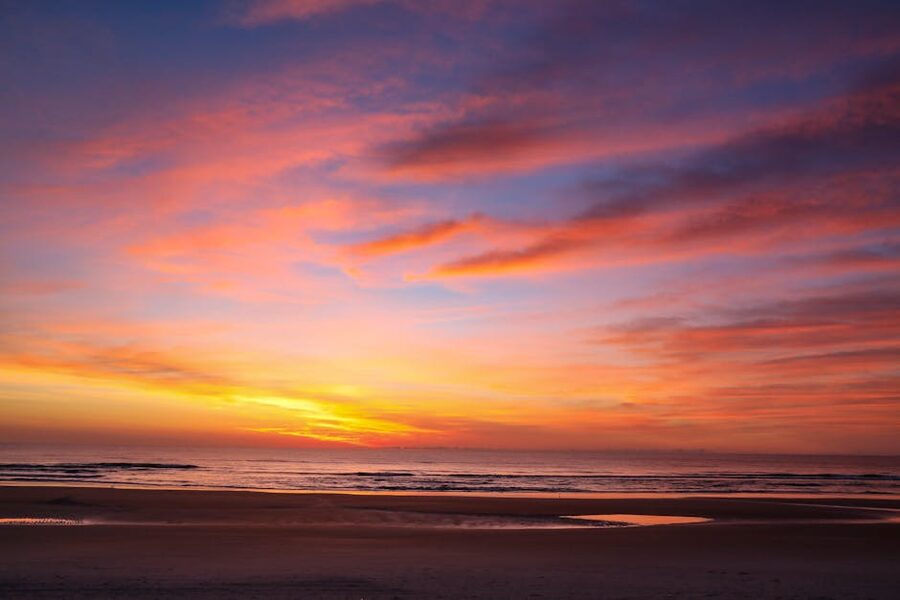 Sunrise over Daytona Beach with warm light