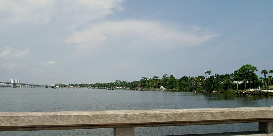 The Halifax River looking north from Daytona Beach