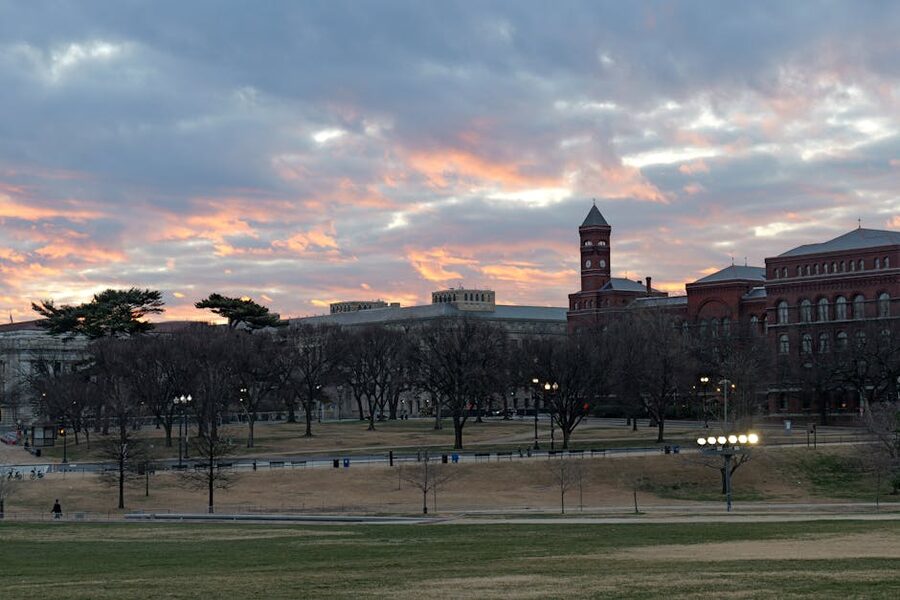 Washington DC skyline at sunrise