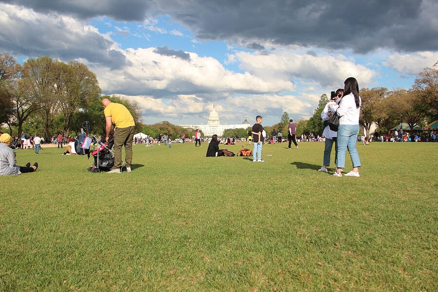 Crowds on the National Mall in spring