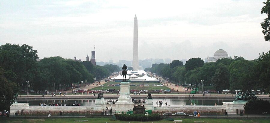 View of the National Mall looking west from the Capitol toward the Washington Monument