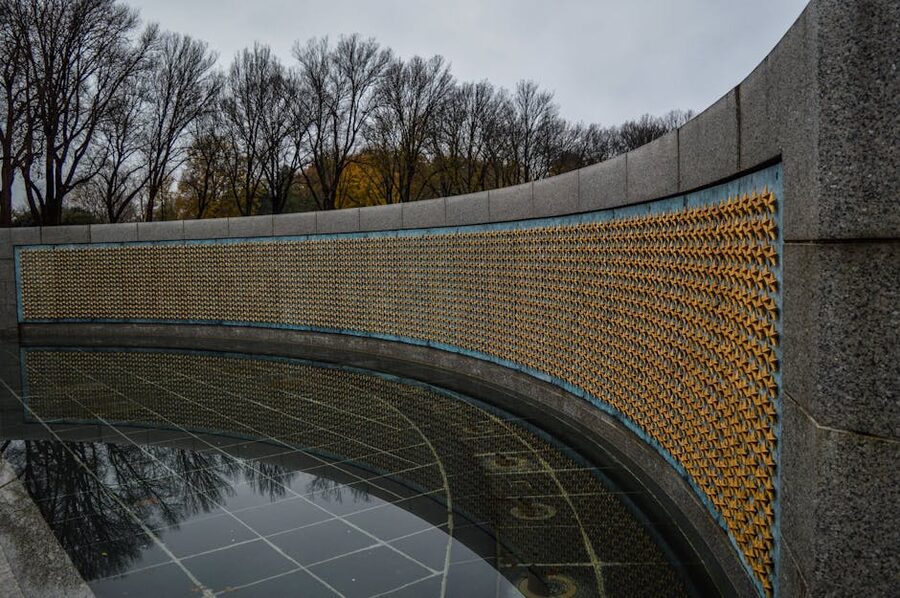 Freedom Wall with 4048 gold stars at the World War II Memorial