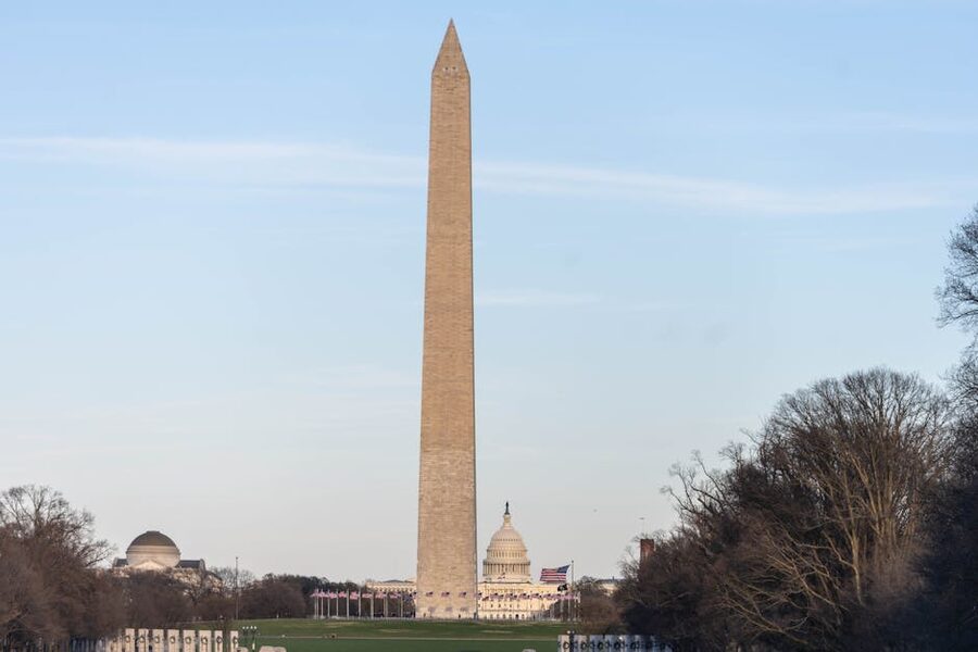 Washington Monument with the US Capitol in the background on a clear day
