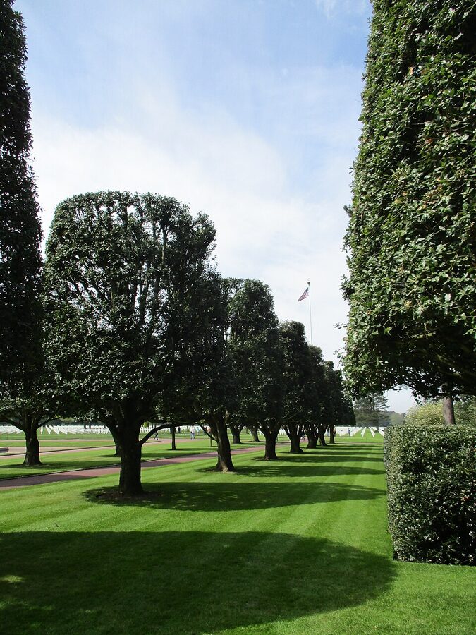 View within the Normandy American Cemetery overlooking Omaha Beach, Colleville-sur-Mer