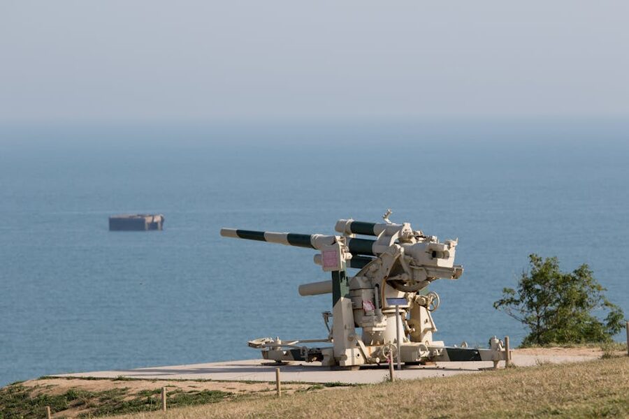 Historic cannon overlooking the sea at Arromanches-les-Bains, Normandy