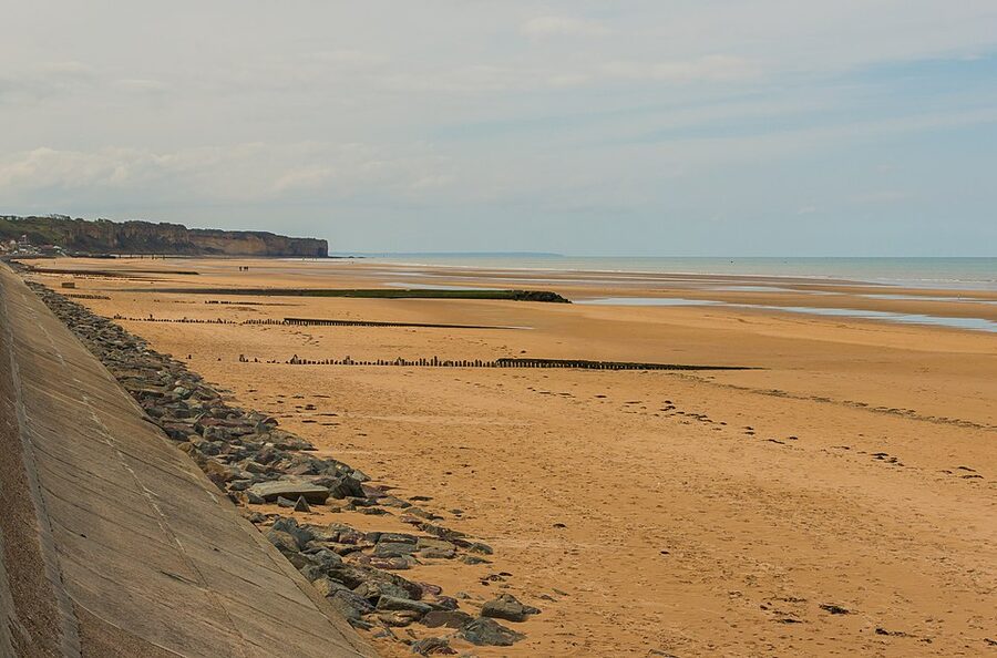 Omaha Beach from the Dog Red sector, Normandy, France, looking along the bluff