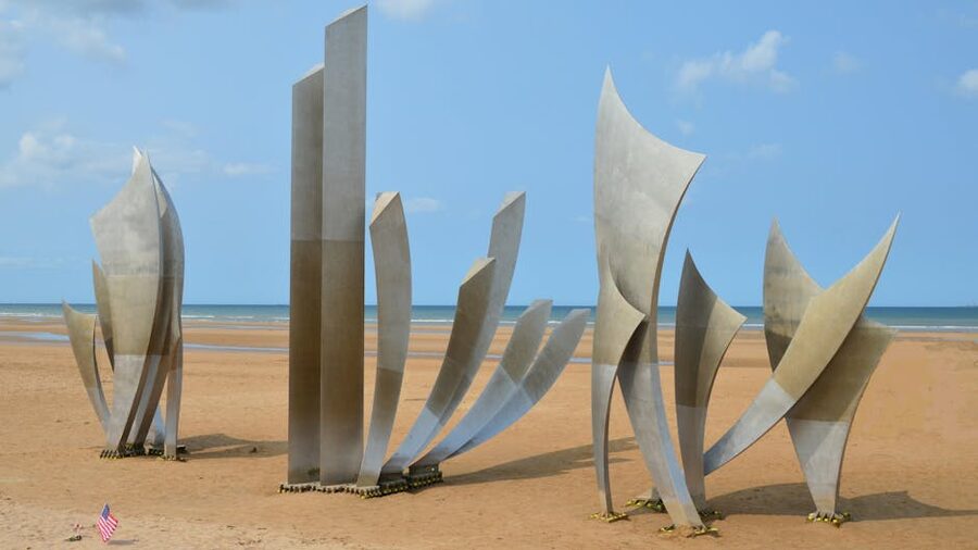 The Spirit of American Youth Rising from the Waves bronze statue, Normandy American Cemetery