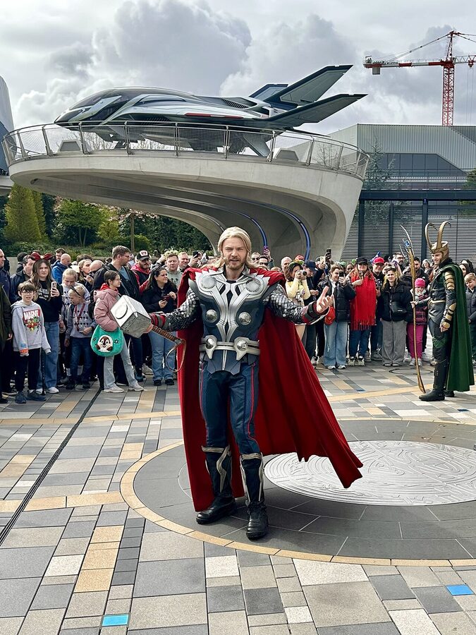 Thor and Loki characters at Marvel Avengers Campus in Disney Adventure World