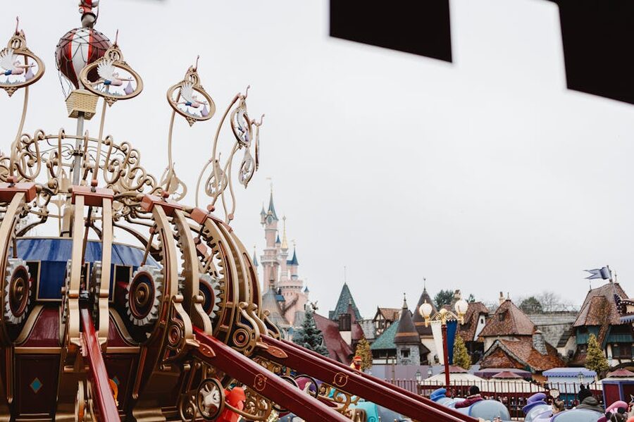 Whimsical Fantasyland-style ride at Disneyland Paris