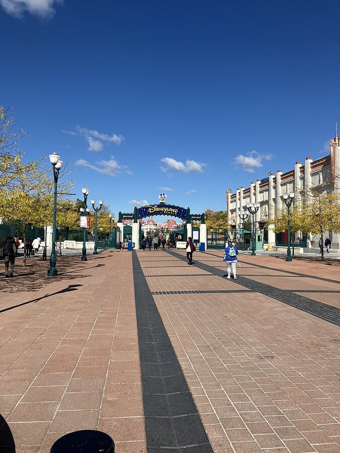 Entrance to Disneyland Paris with castle visible