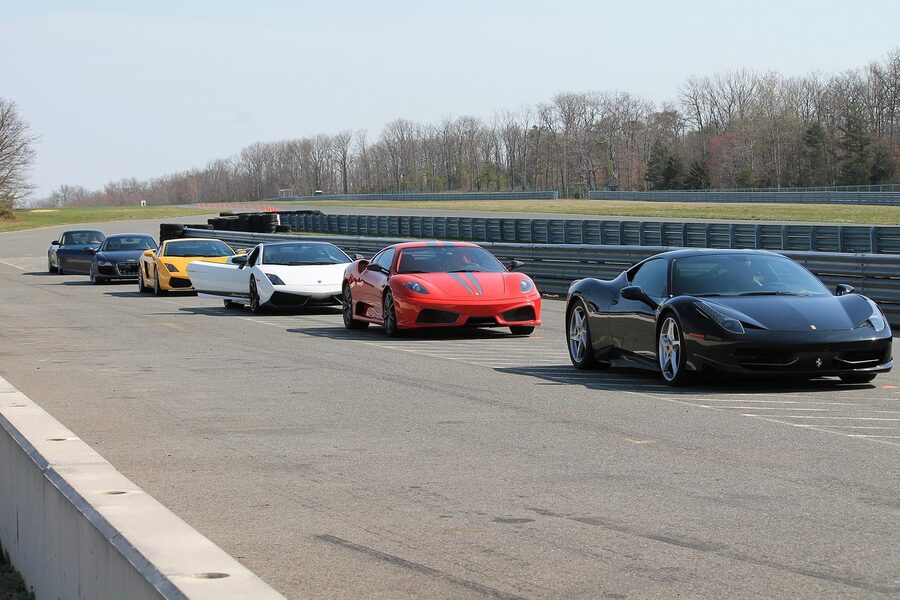 Exotic cars Ferrari Lamborghini race car lineup