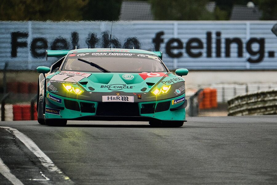 Lamborghini sports car on race track speed