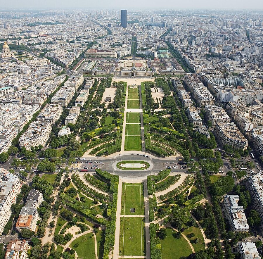 Champ de Mars seen from the Eiffel Tower second floor