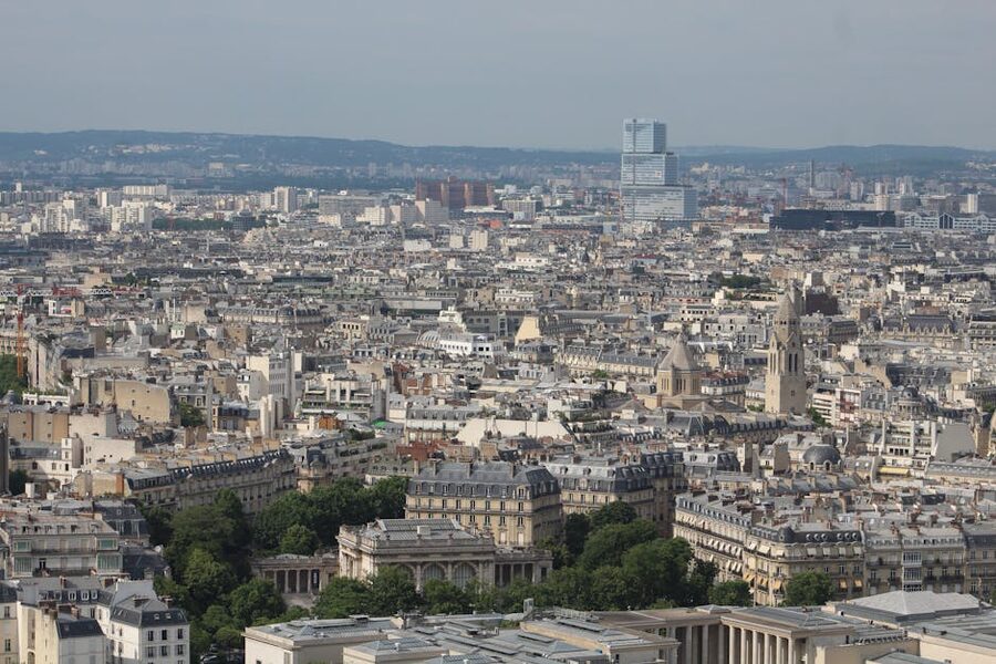 Panoramic aerial view of central Paris