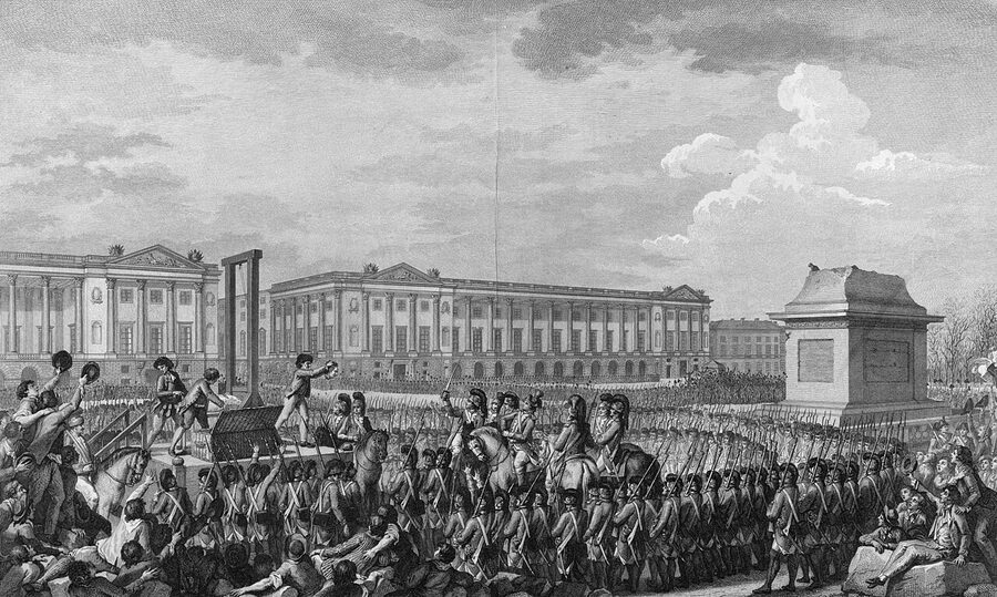 The execution of Louis XVI on 21 January 1793 in Place de la Revolution