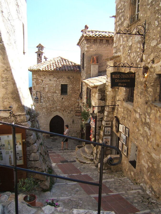 Cobblestone alley inside Èze village