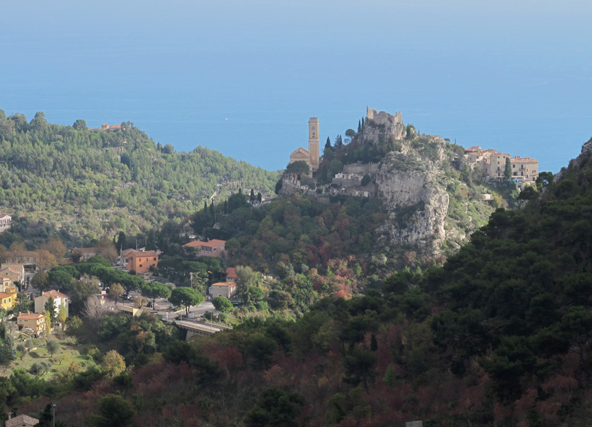 Èze village rooftops on the rocky outcrop