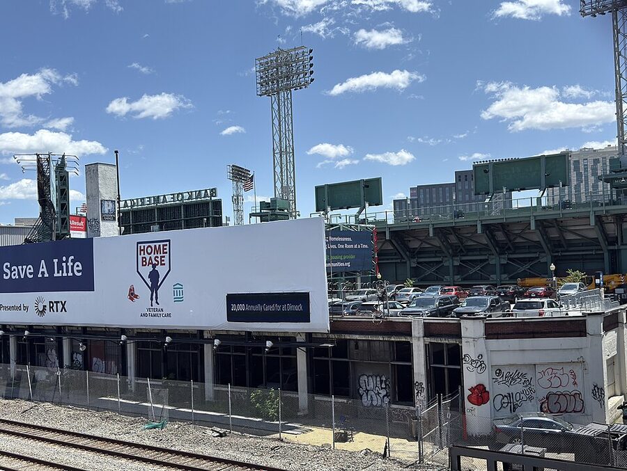 Fenway Park exterior in Boston from Van Ness Street