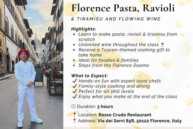 Florence: Tiramisu & Pasta Cooking Class with Unlimited Wine - Price & Value Analysis